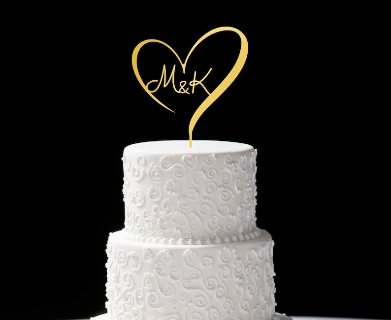 Personalized Heart Wedding Cake Topper Personalized Wedding - Etsy