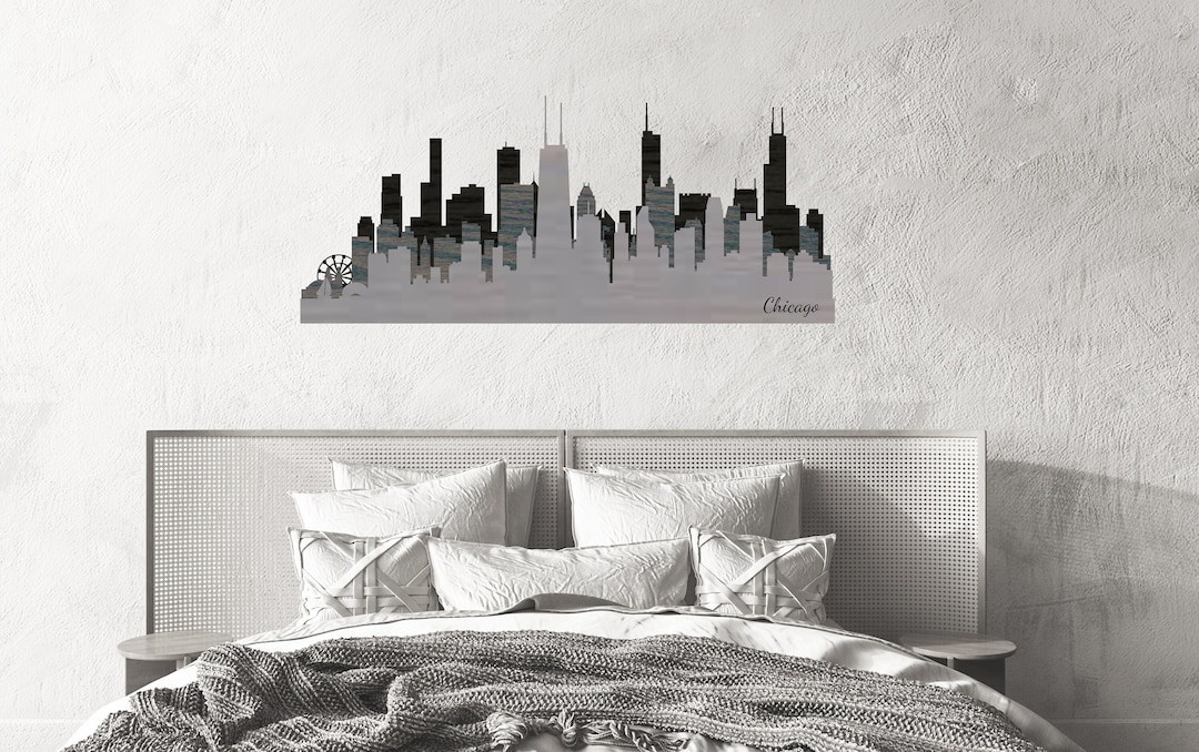 Layered Chicago Skyline | Chicago Wall Art | Wood Chi Town Skyline ...