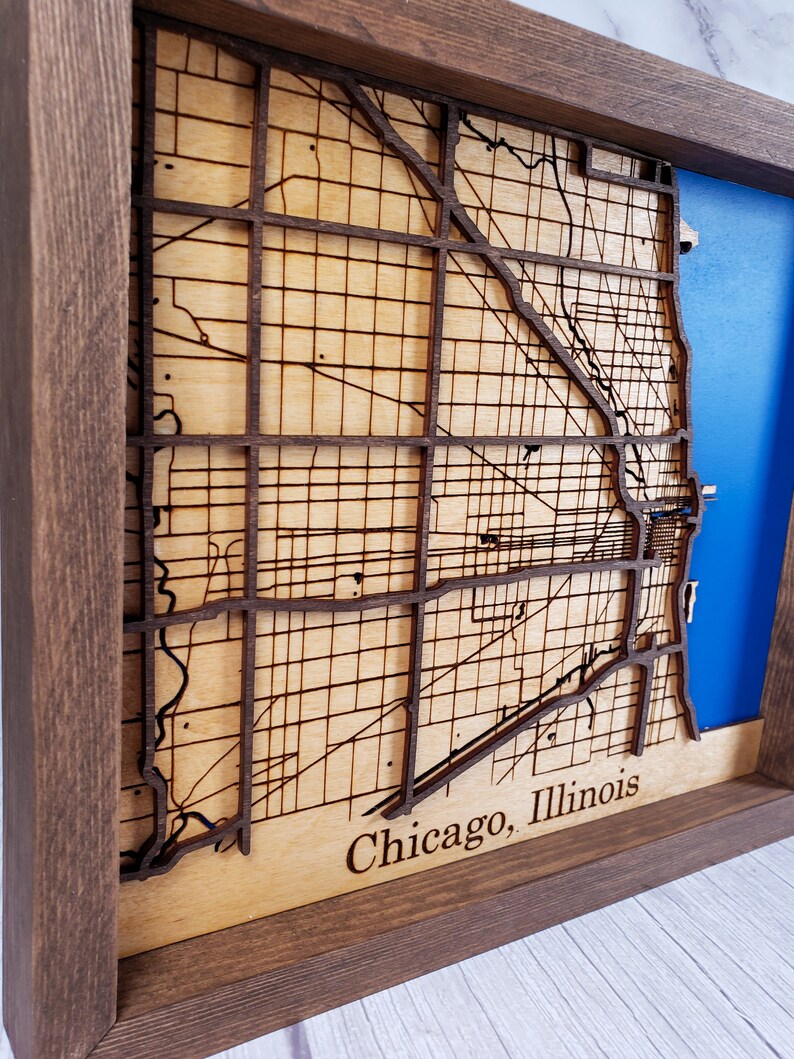 Custom City Wood Map Chicago Map Wood City Map 3D Map - Etsy