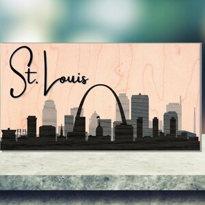 Layered St. Louis Skyline | St. Louis Wall Art | Wood St. Louis Skyline ...