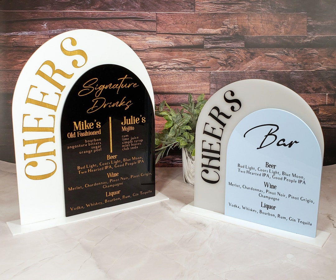 Bar Menu | Wedding Bar Sign | Party Bar Sign | Drink Menu | Signature ...