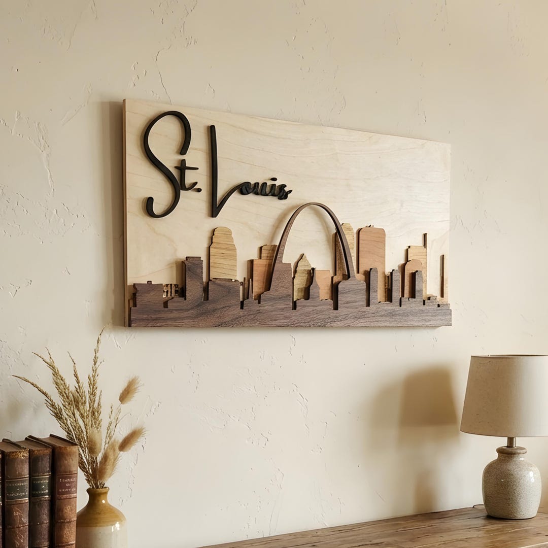 Layered Wood St. Louis Skyline: Handcrafted Wall Art - Etsy