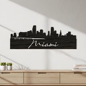 Handcrafted Wood Miami Skyline Wall Art: Moving/grad Gift - Etsy