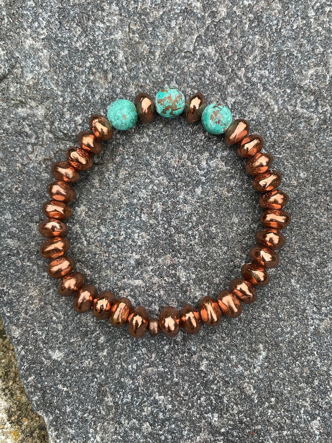 Copper Grounding Bracelet With Copper Patina Beads - Etsy