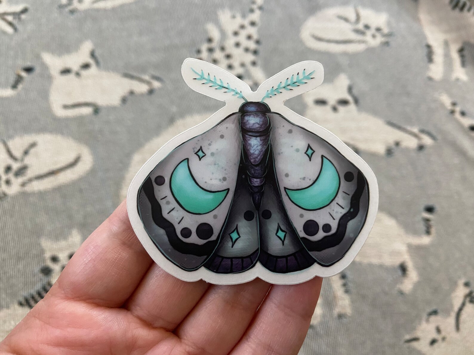 Moon Moth Sticker | Waterproof Matte Vinyl Transparent Sticker 3” X 2.5 ...