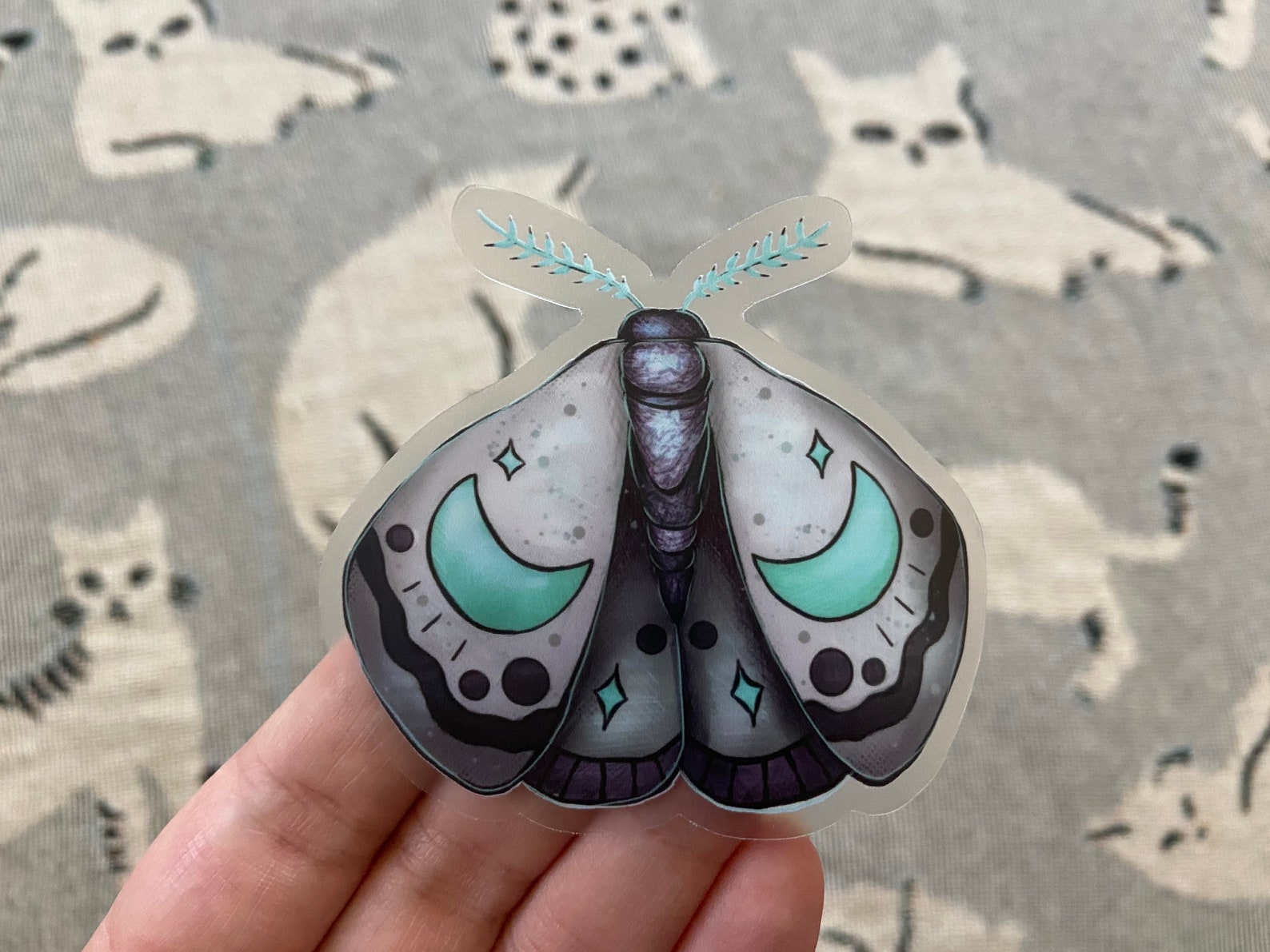Moon Moth Sticker | Waterproof Matte Vinyl Transparent Sticker 3” X 2.5 ...