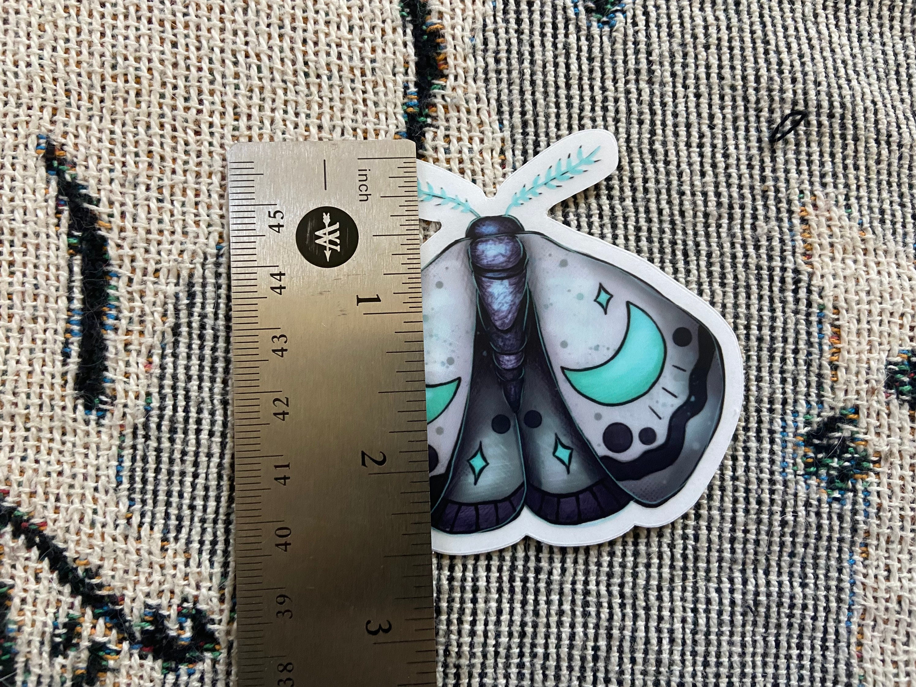Moon Moth Sticker | Waterproof Matte Vinyl Transparent Sticker 3” X 2.5 ...