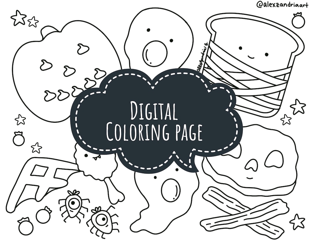 Digital Halloween Food Coloring Pages | Printable Spooky Treats ...