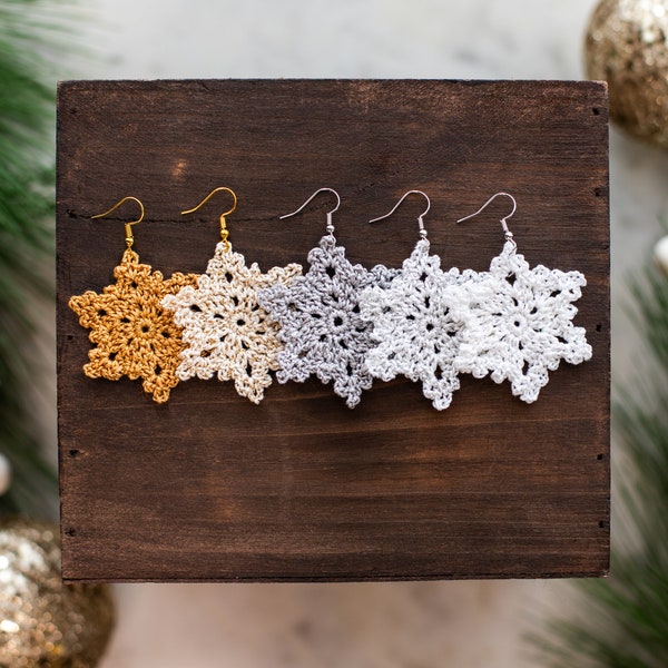 Crochet Snowflake Earrings - Etsy
