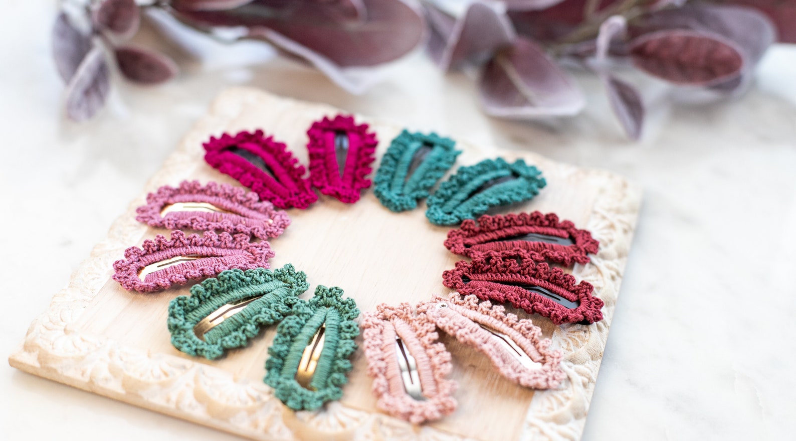 Hand Crochet Hair Clips/accessories/hairsnap/crochet Clips/boho Hair ...