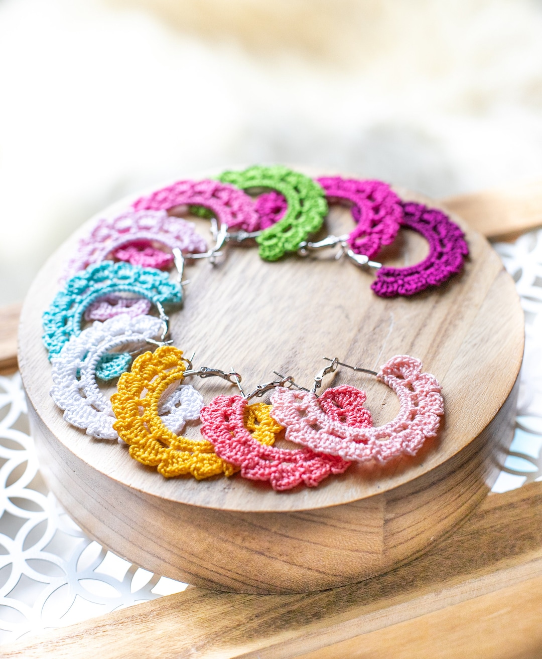 Crochet Hoop Earrings - Hand Crochet/summer Jewelry/gold Earrings ...