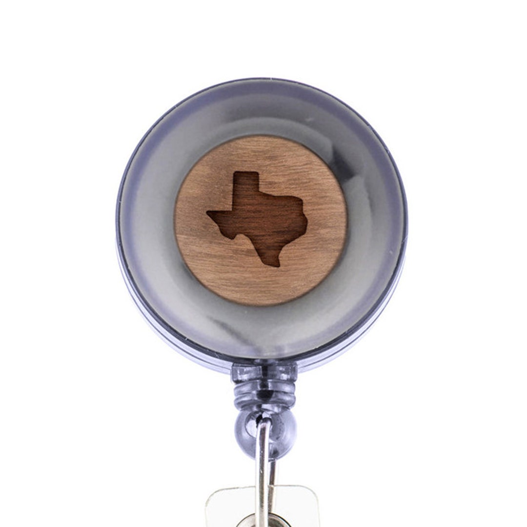 Texas Badge Holder With Retractable Reel, Badge Holder, Personalized ...