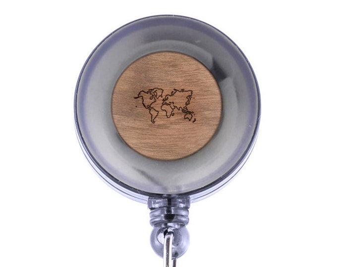 World Map Badge Holder With Retractable Reel, Badge Holder ...