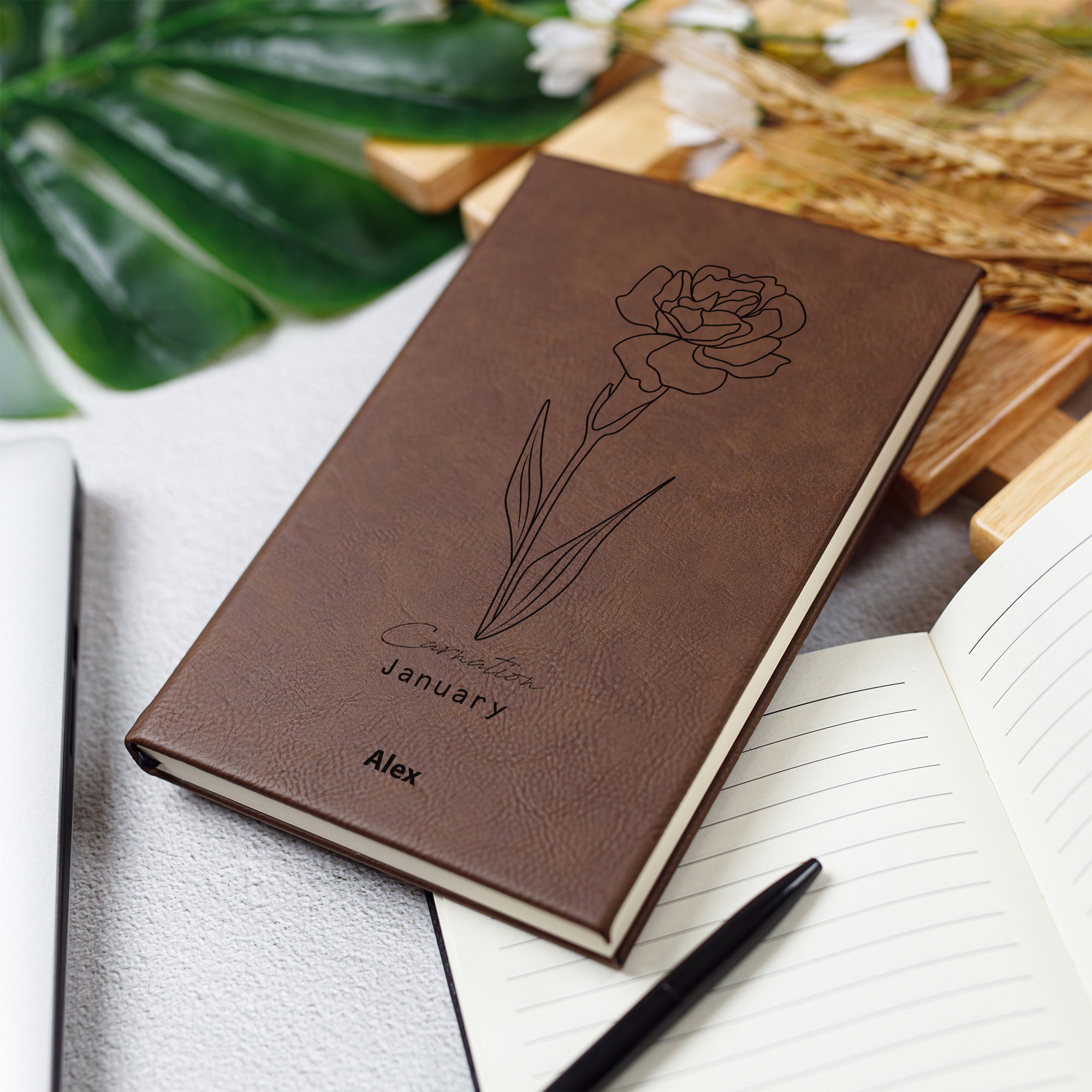 January Birth Flower Carnation Journal, Birth Month Journal ...