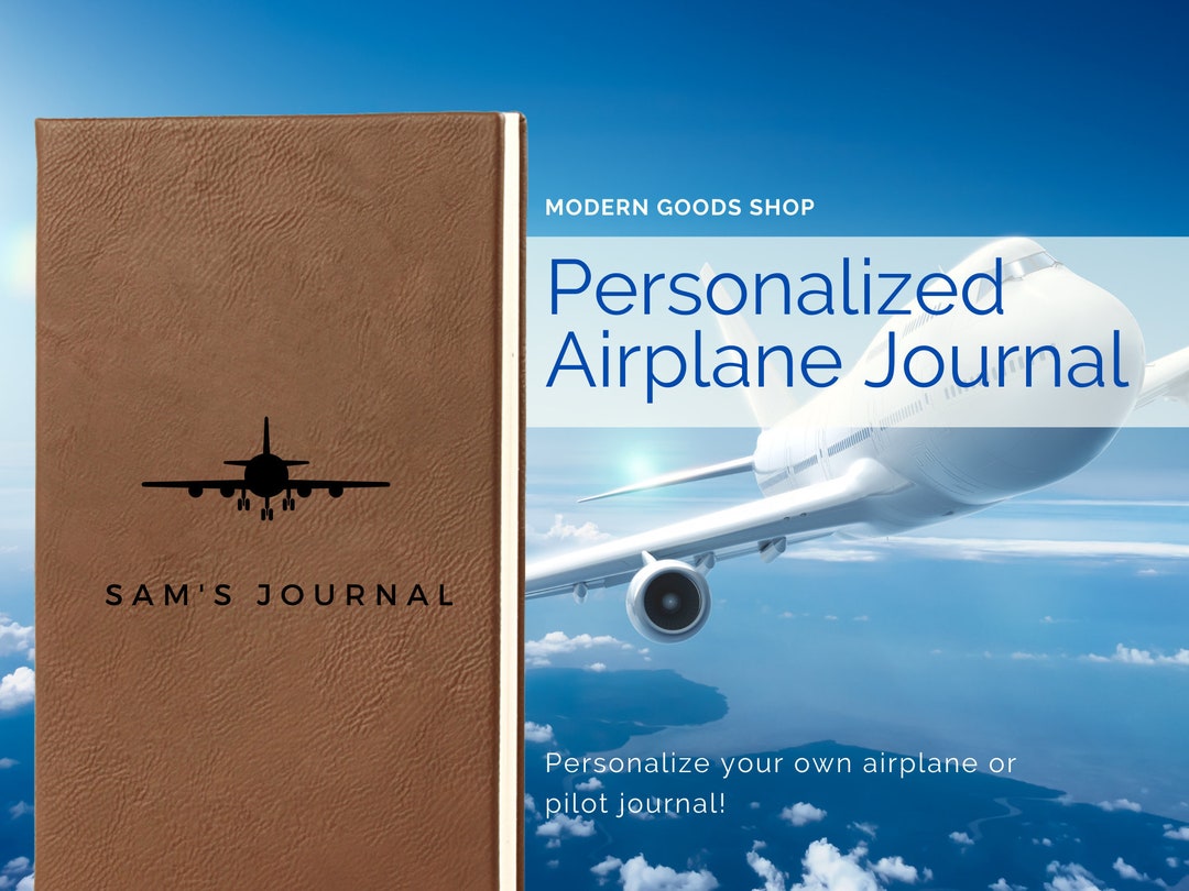 Front Airplane Journal, Airplane Notebook. Pilot Gifts. Engraved A5 ...