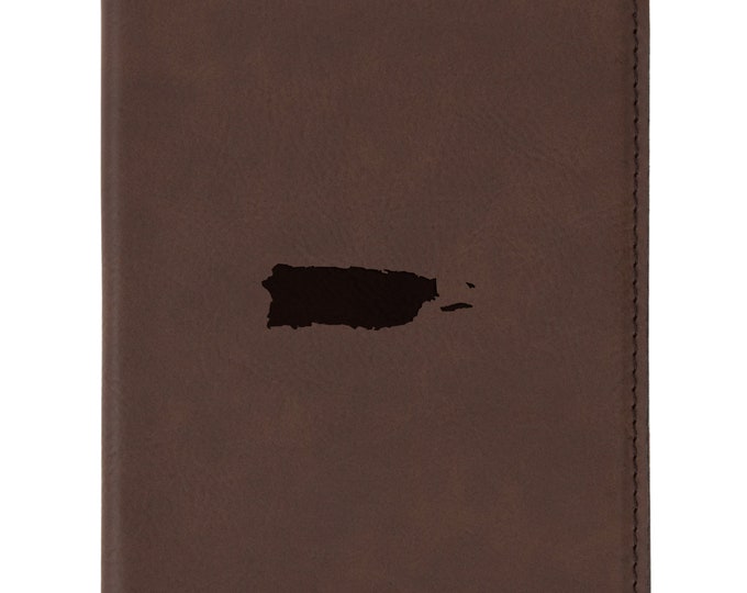 Puerto Rico Brown Leather Passport Holder - Laser Etched Design ...
