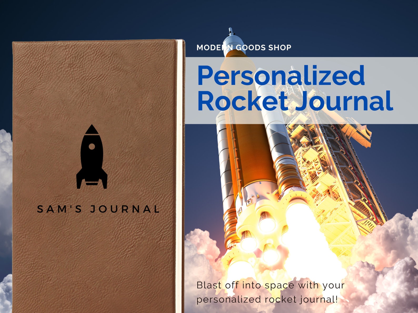 Rocket Journal. Rocket Notebook. Space Gift. Engraved A5 Leatherette ...