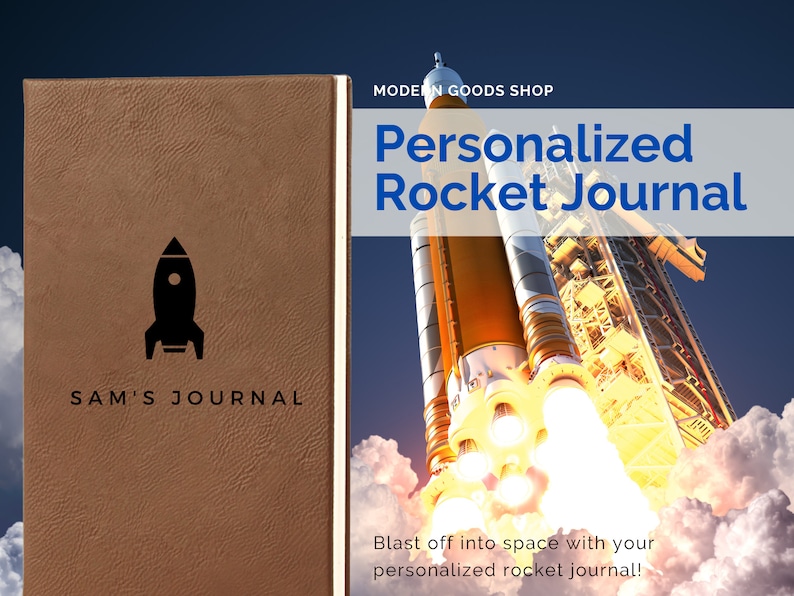 Rocket Journal. Rocket Notebook. Space Gift. Engraved A5 Leatherette ...