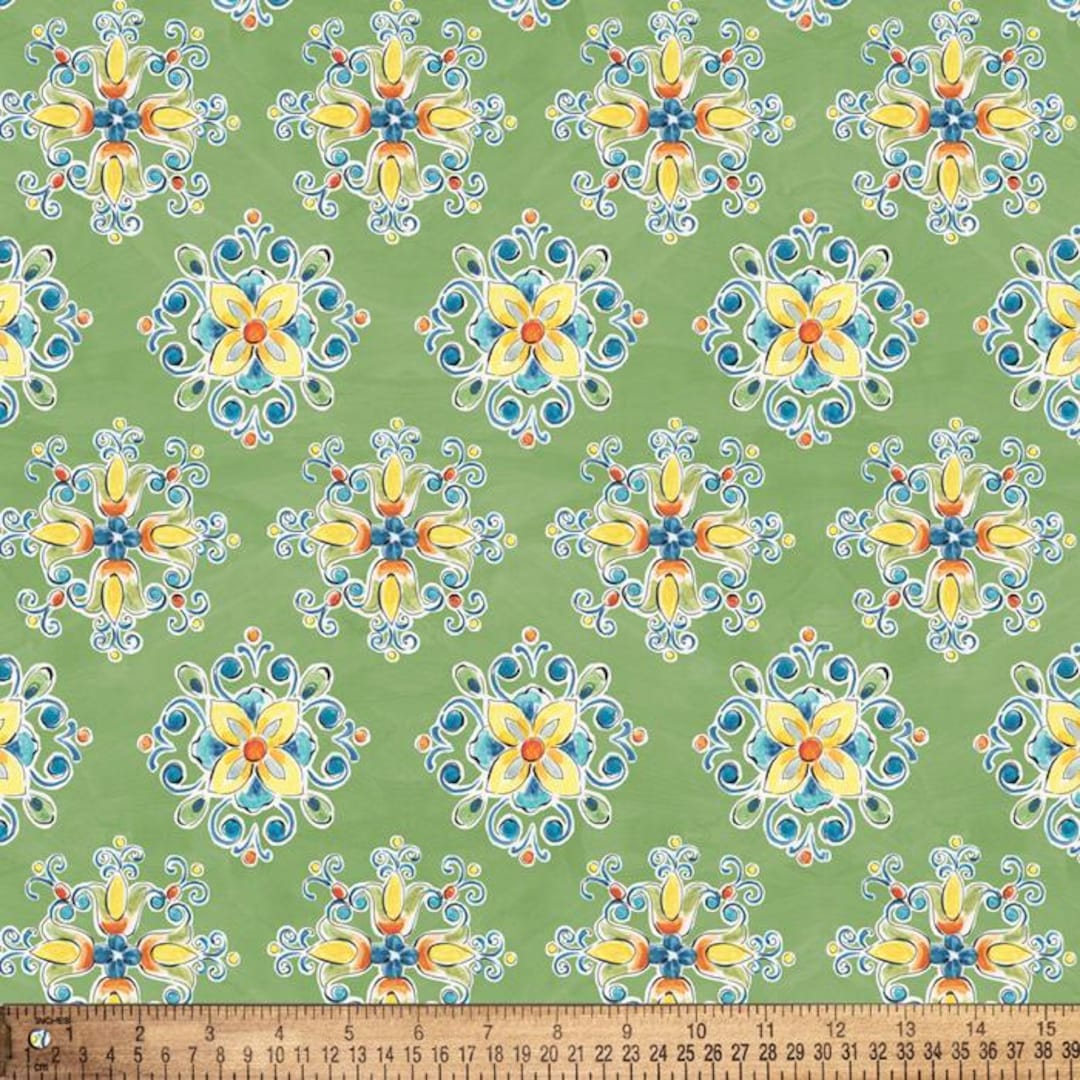 Mediterranean Medallions Cotton Fabric by the Yard - Etsy