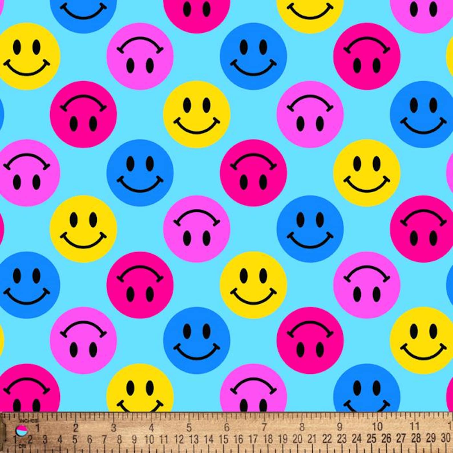 Happy Face Smileys Dots Cotton Fabric by the Yard - Etsy