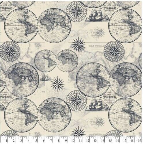 Map of the World Cotton Fabric by the Yard - Etsy