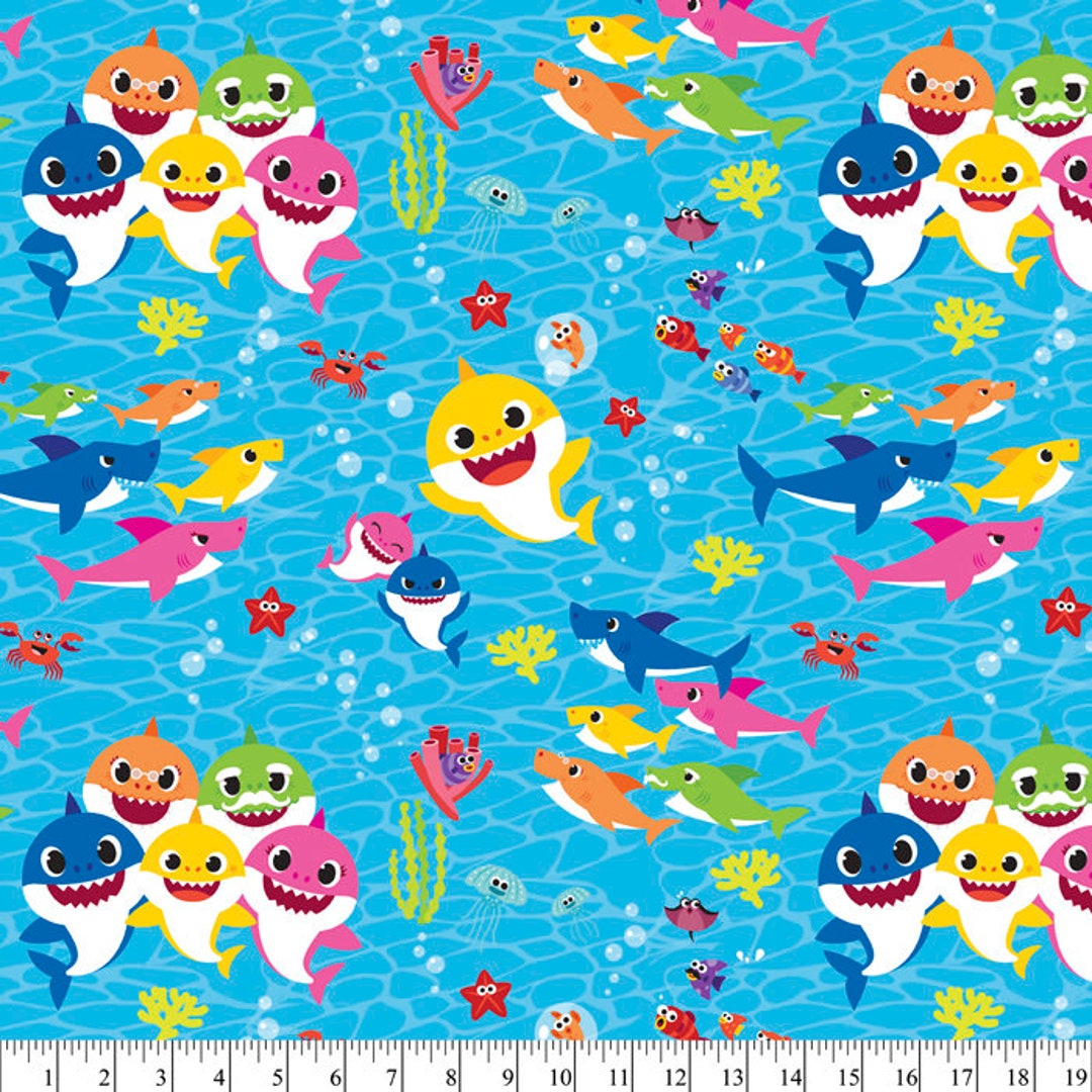 Baby Shark Family Cotton Fabric by the Yard - Etsy Singapore