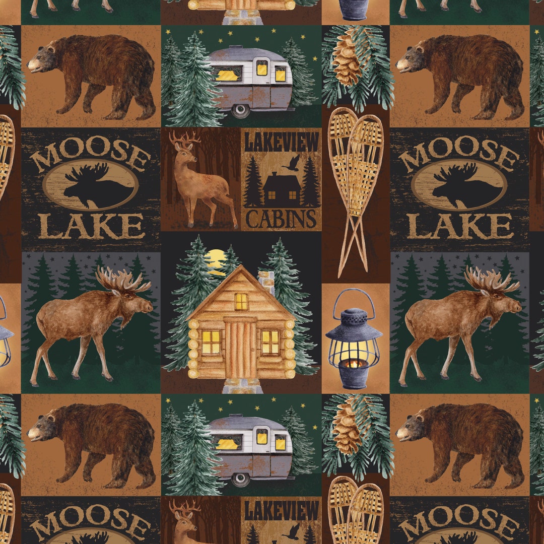 Cabin Patchwork Cotton Fabric by the Yard - Etsy