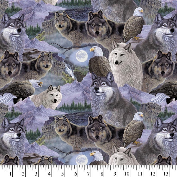 Wolf Cotton Fabric - Etsy