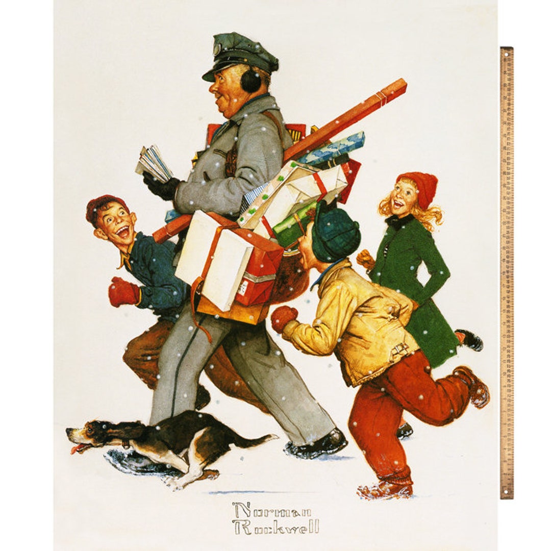 Holiday Mail Delivery Norman Rockwell Licensed by David Textiles ...