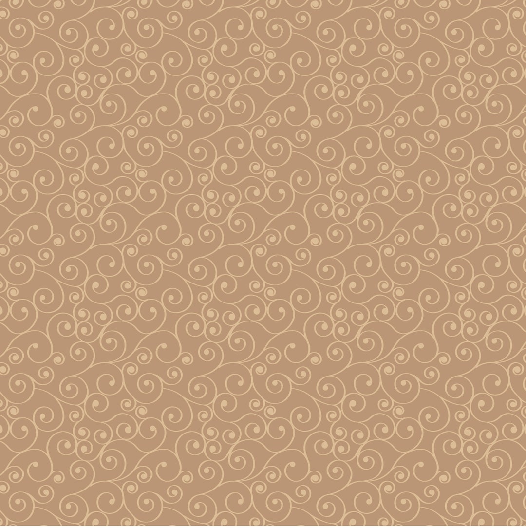 Tan Scrolls Cotton Fabric by the Yard - Etsy