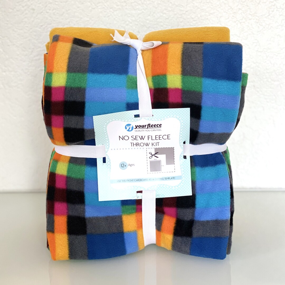 Colorful Squares Anti-pill Fleece Fabric No-sew Throw Kit (72x60) - Etsy