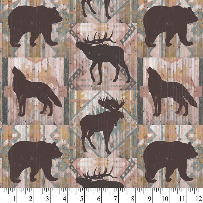 Moose Bear Cotton Fabric by the Yard 1 Yard Precuts - Etsy