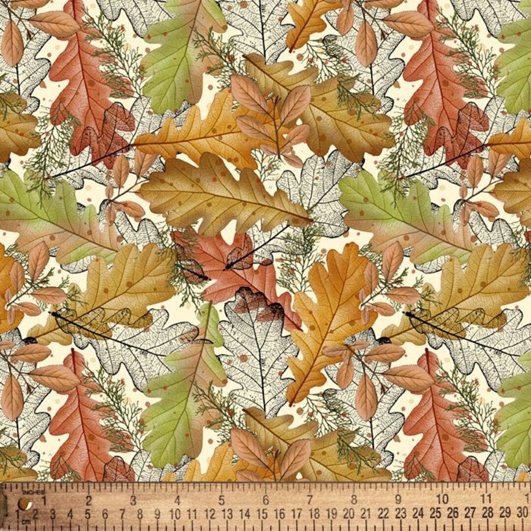 Fall Leaves Digital Cotton Fabric by the Yard - Etsy