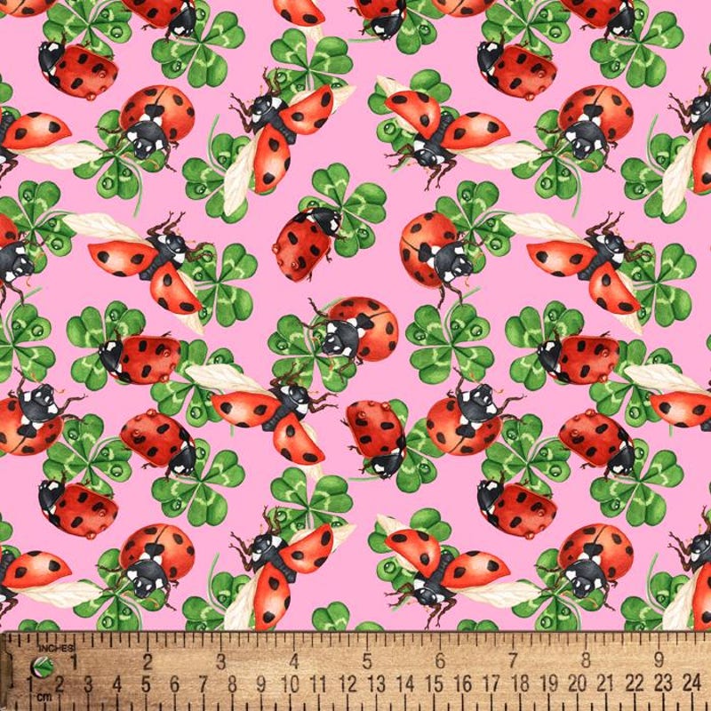 Ladybug Clover Fabric - Etsy