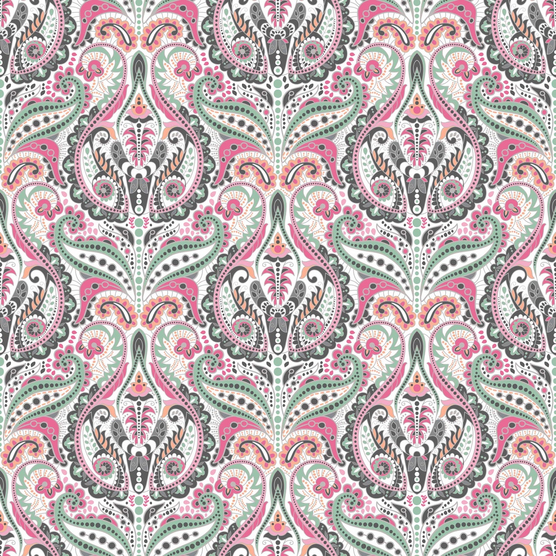 Intricate Damask Cotton Fabric by the Yard - Etsy
