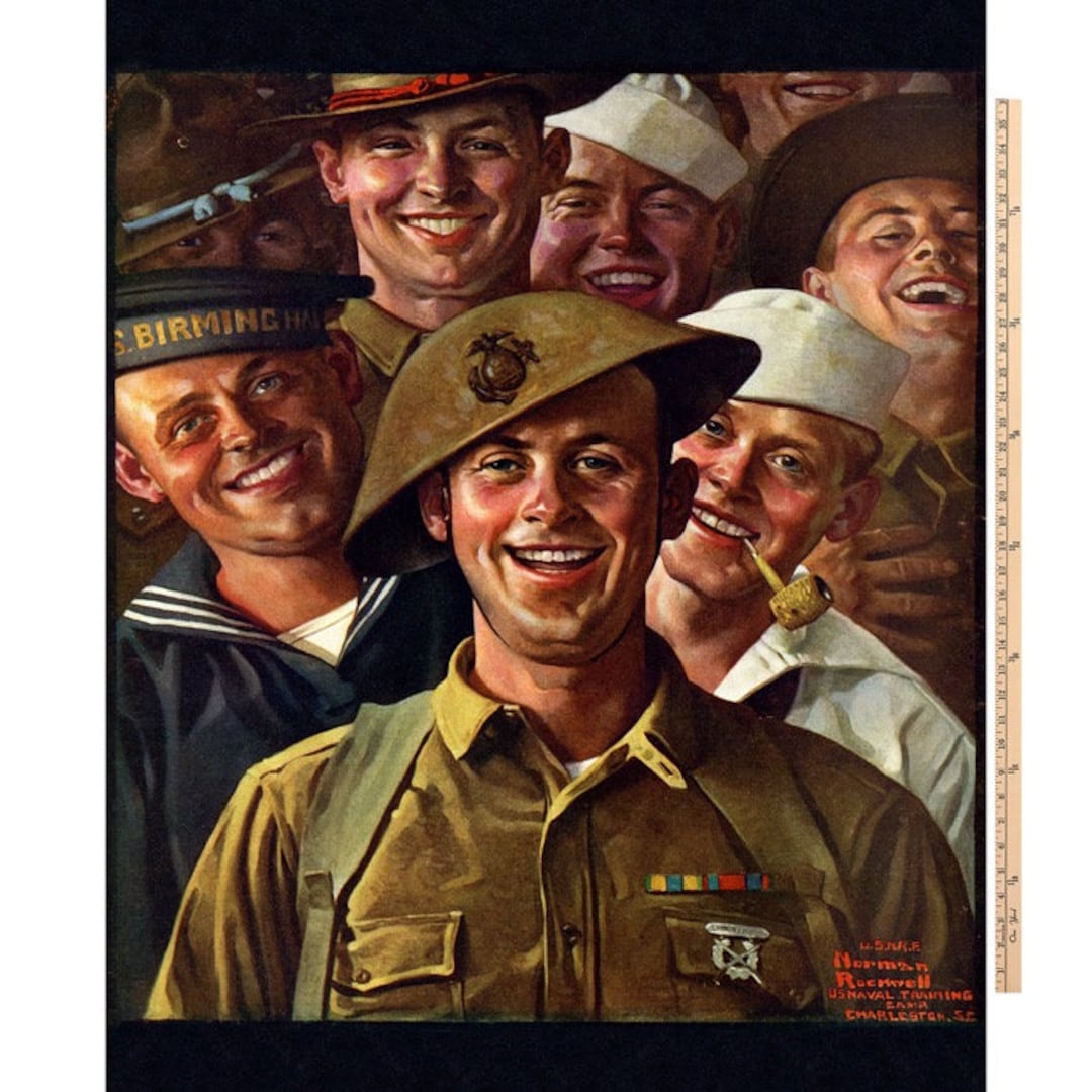 Old-time Soldiers Norman Rockwell Licensed by David Textiles - Etsy