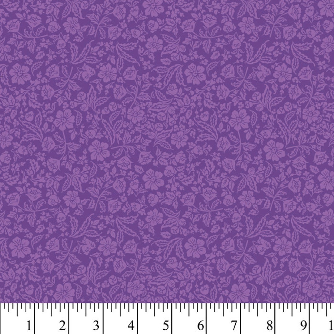 Royal Purple Floral Cotton Fabric by the Yard - Etsy