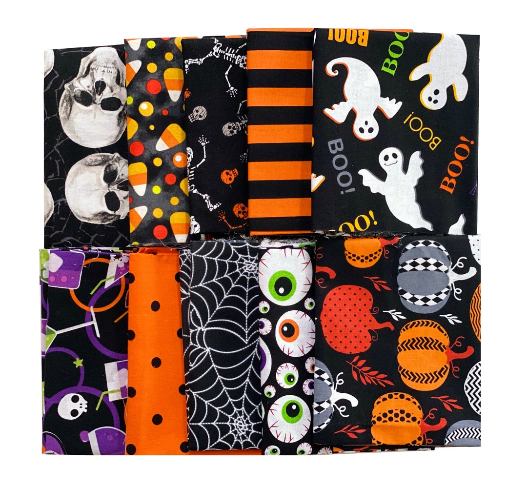 Halloween 10-piece Cotton Fabric Fat Quarters Bundle - Etsy