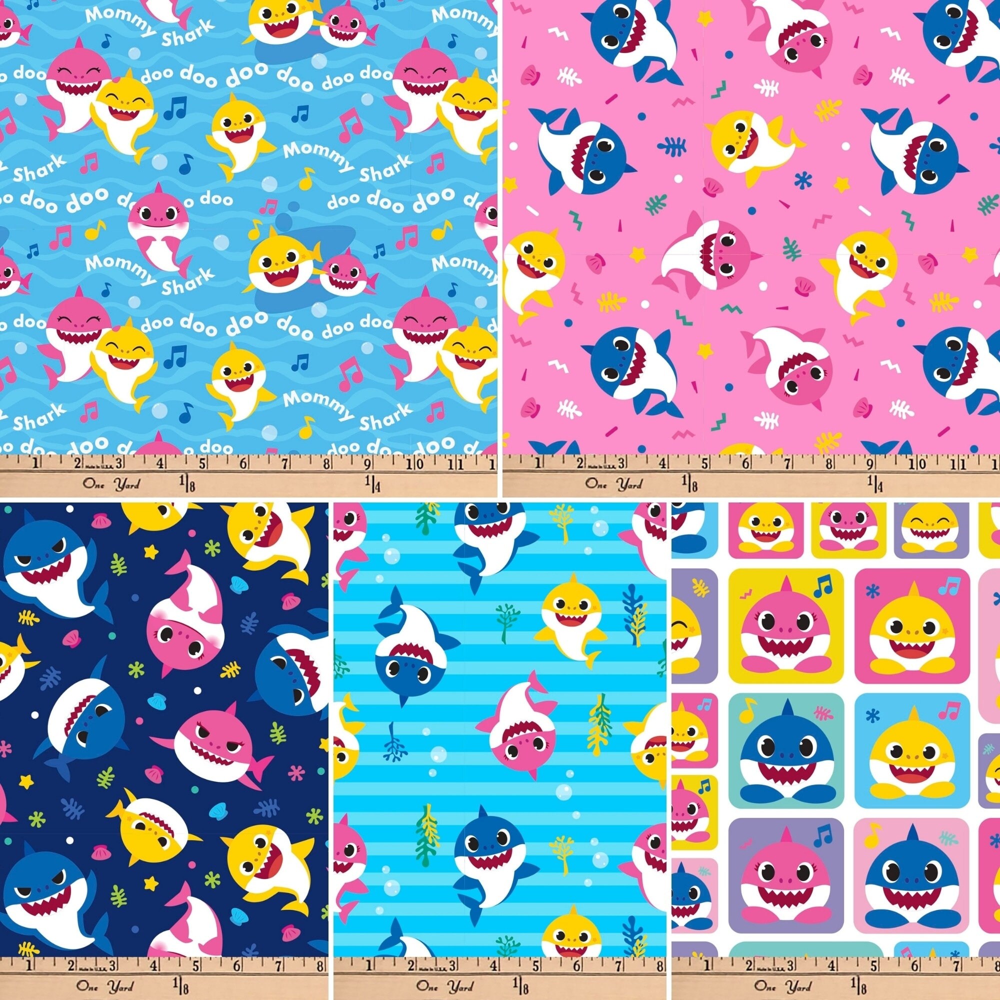 Baby Shark 5-piece Cotton Fabric Fat Quarters Bundle - Etsy