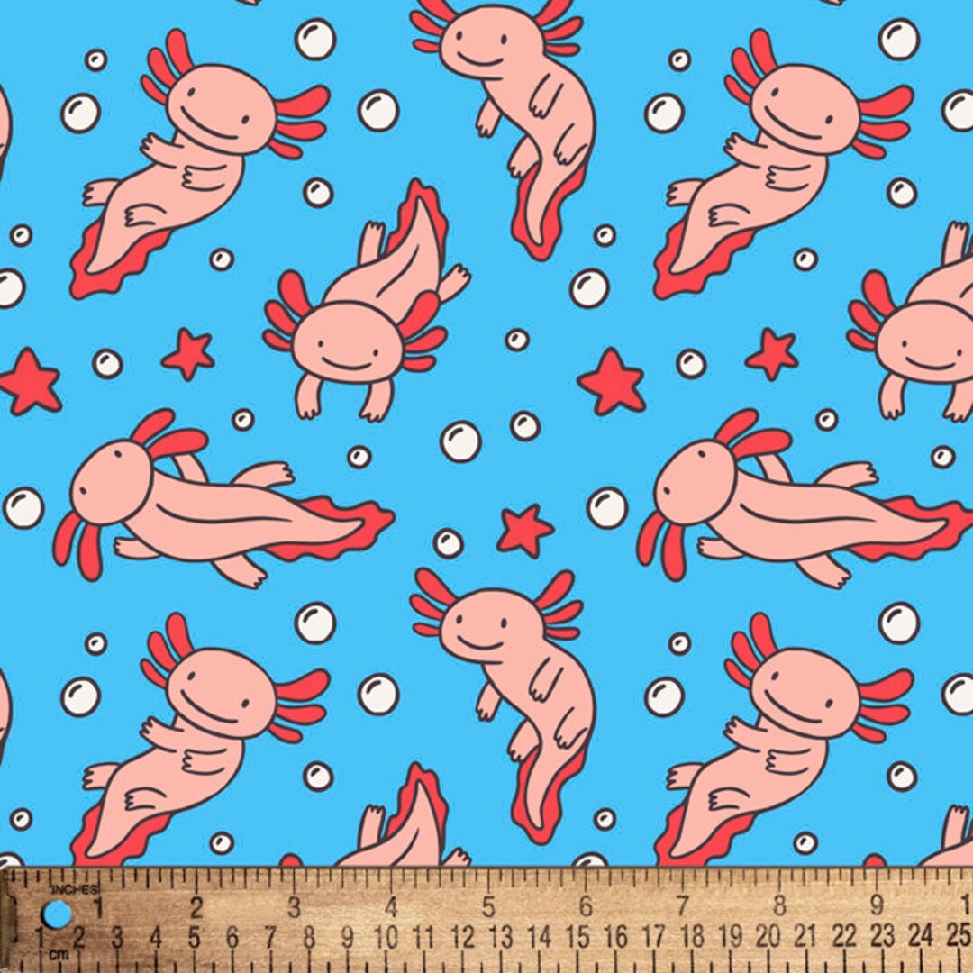 Axolotl Swimming Bubbles Digital Cotton Print Fabric, by the Yard - Etsy