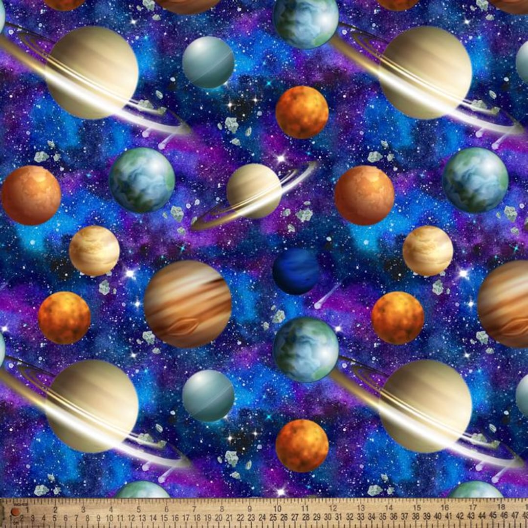 Planets Astronomy Cotton Fabric by the Yard - Etsy