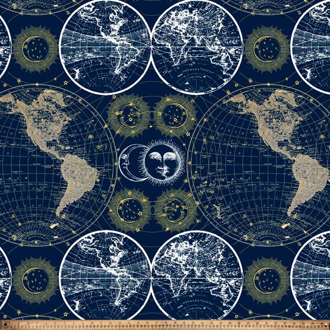 Celestial Globes Anti-pill Premium Fleece Fabric by the Yard - Etsy