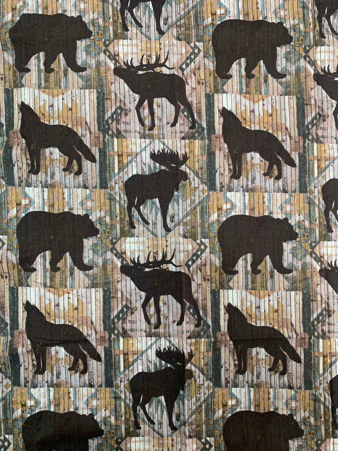 Moose Bear Cotton Fabric by the Yard 1 Yard Precuts - Etsy