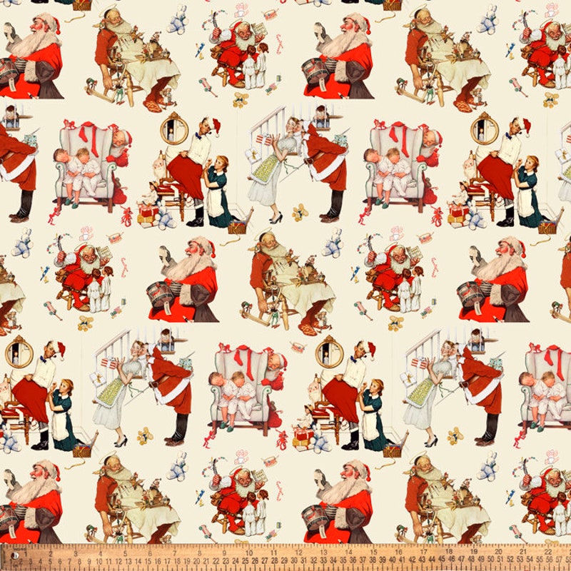 Vintage Santa Fabric - Etsy
