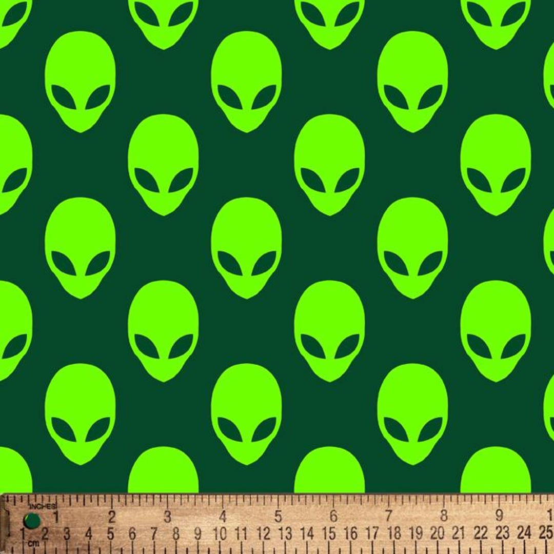 Outer Space Alien Faces UFO Poly Cotton Fabric - Etsy