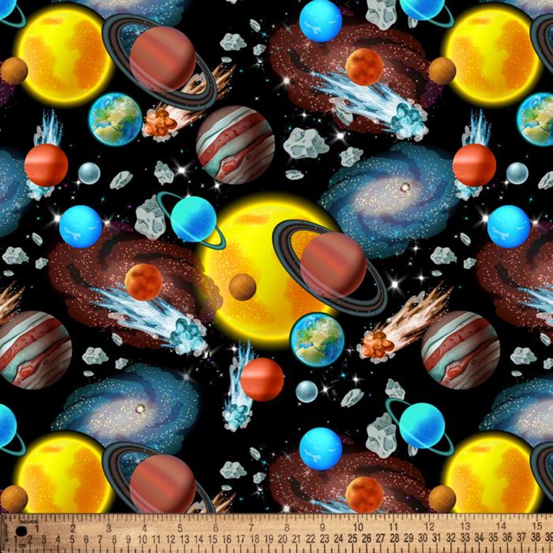 Solar System Outer Space Cotton Fabric by the Yard - Etsy