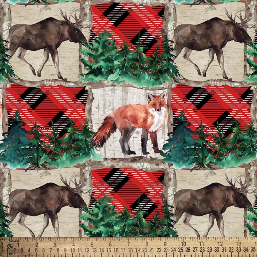 Wilderness Fox Plaid Cotton Fabric by the Yard - Etsy