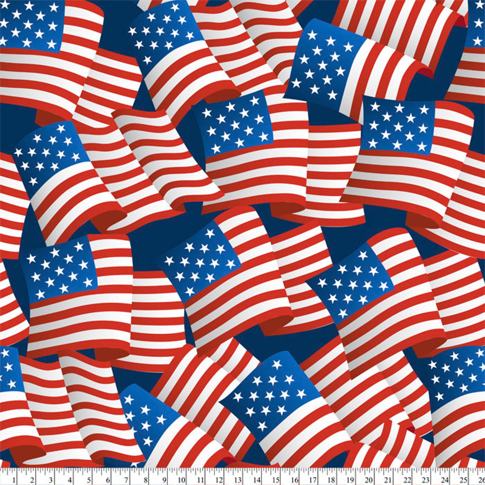 Patriotic American Flags Anti-pill Premium Fleece Fabric by | Etsy