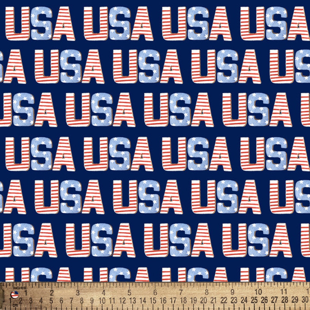 USA America Digital Cotton Print Fabric by the Yard - Etsy