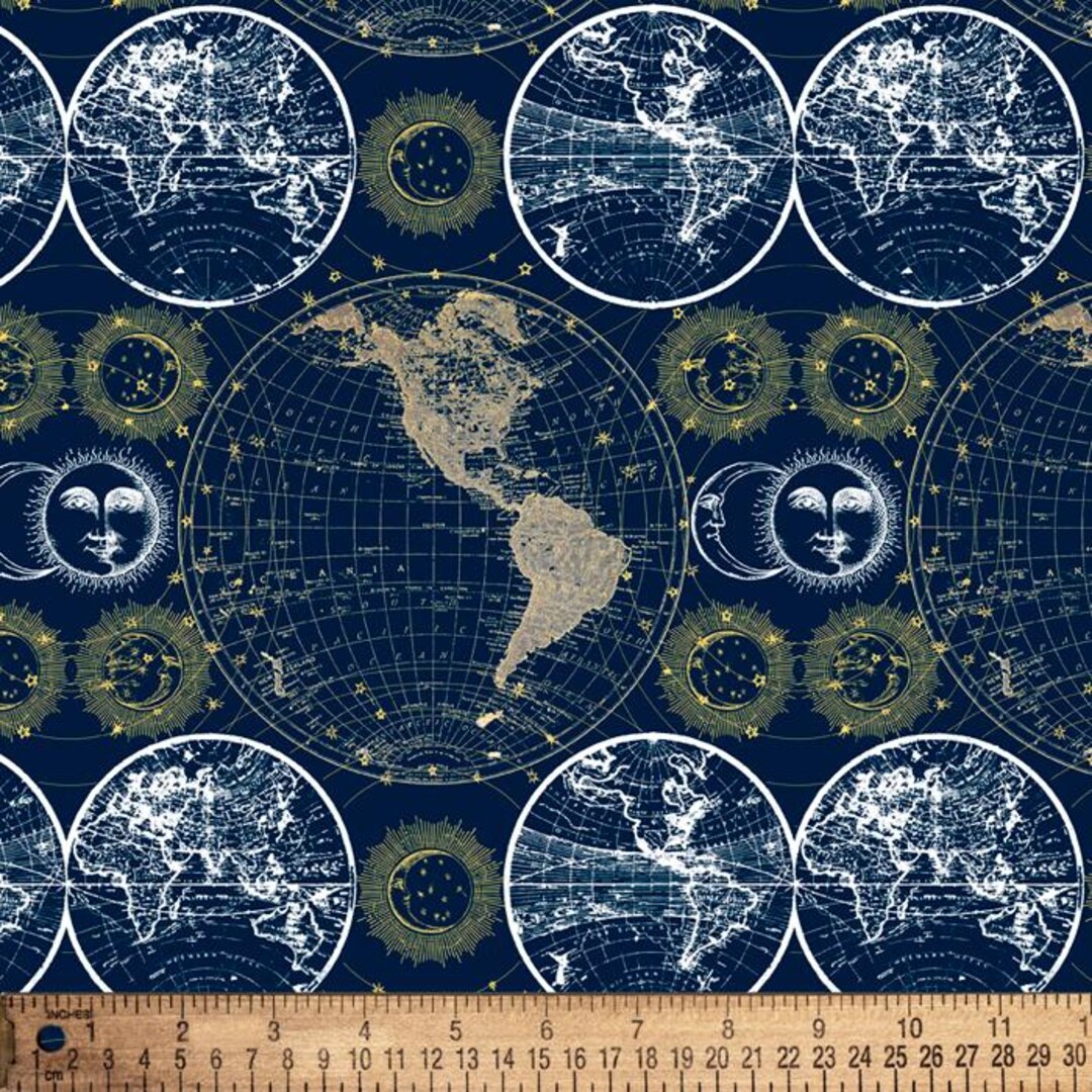 Celestial Maps Cotton Fabric by the Yard - Etsy
